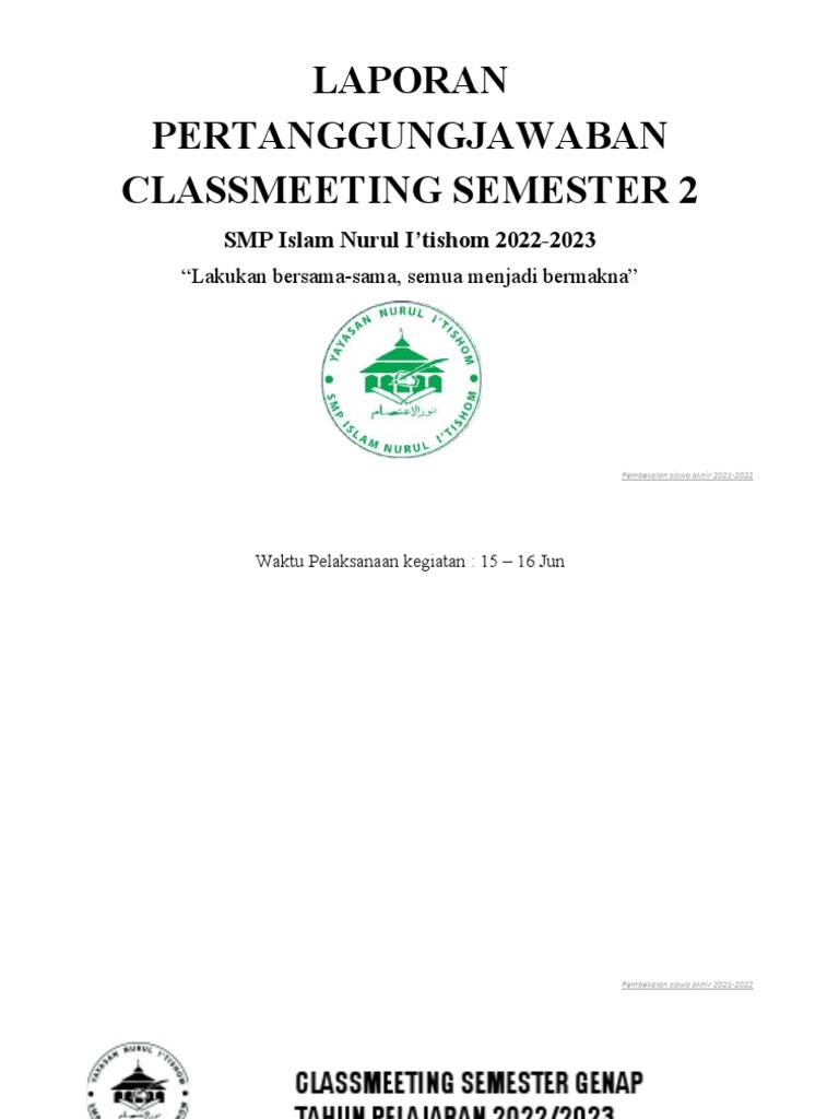 LPJ CLASS MEETING 20222023 Semester 2 Tanpa Biaya | PDF