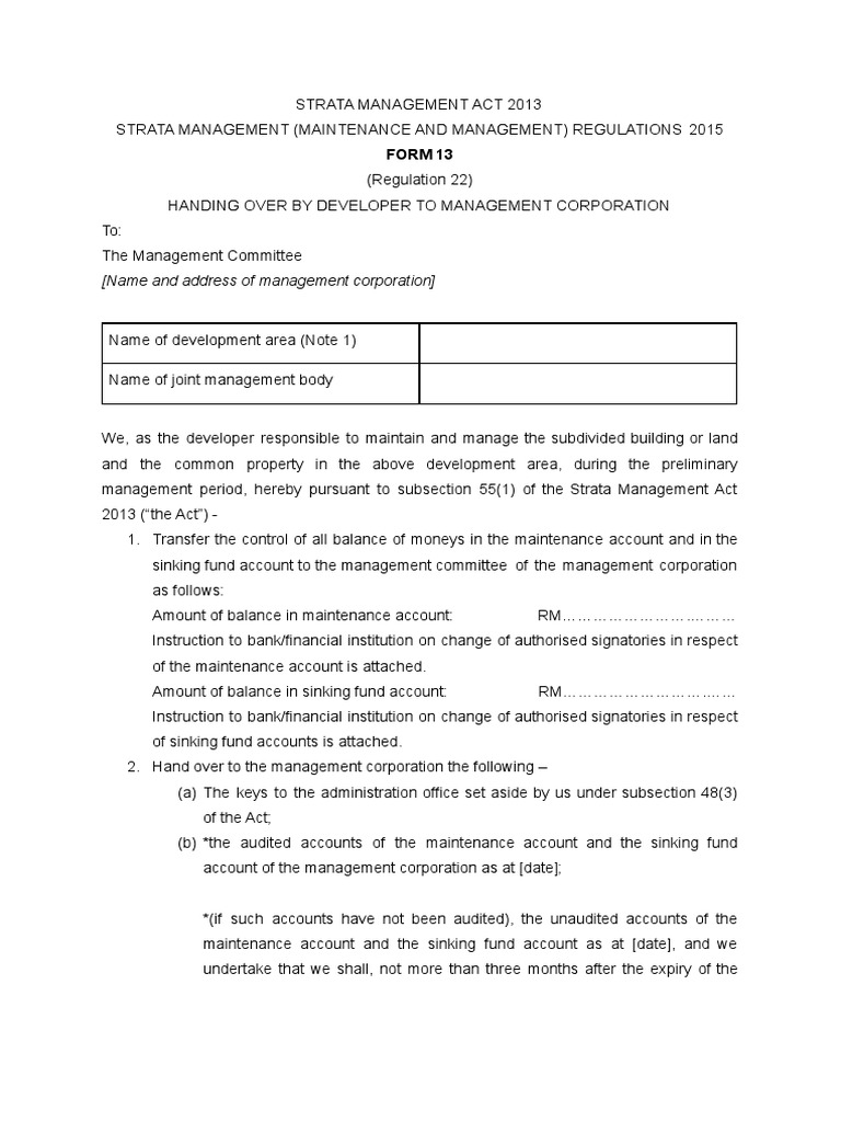 Strata Management Act 2013 Form 13 | PDF | Economies | Private Law