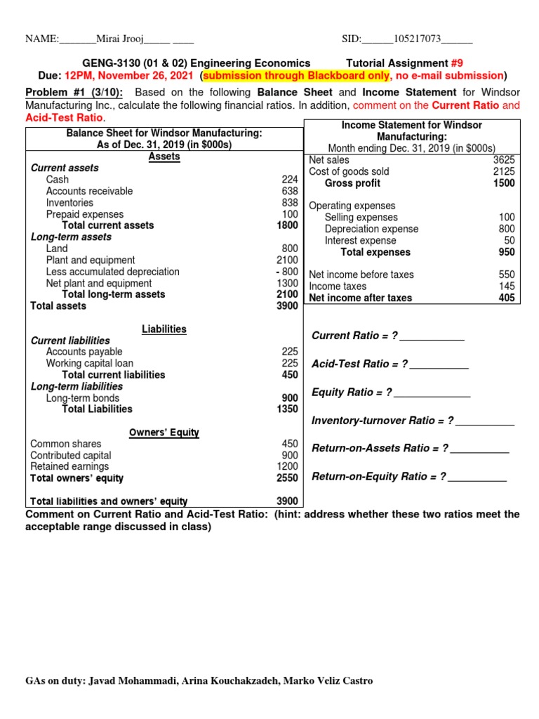 2021-Tutorial-9-Nov26-problem-sheet | PDF | Equity (Finance) | Depreciation