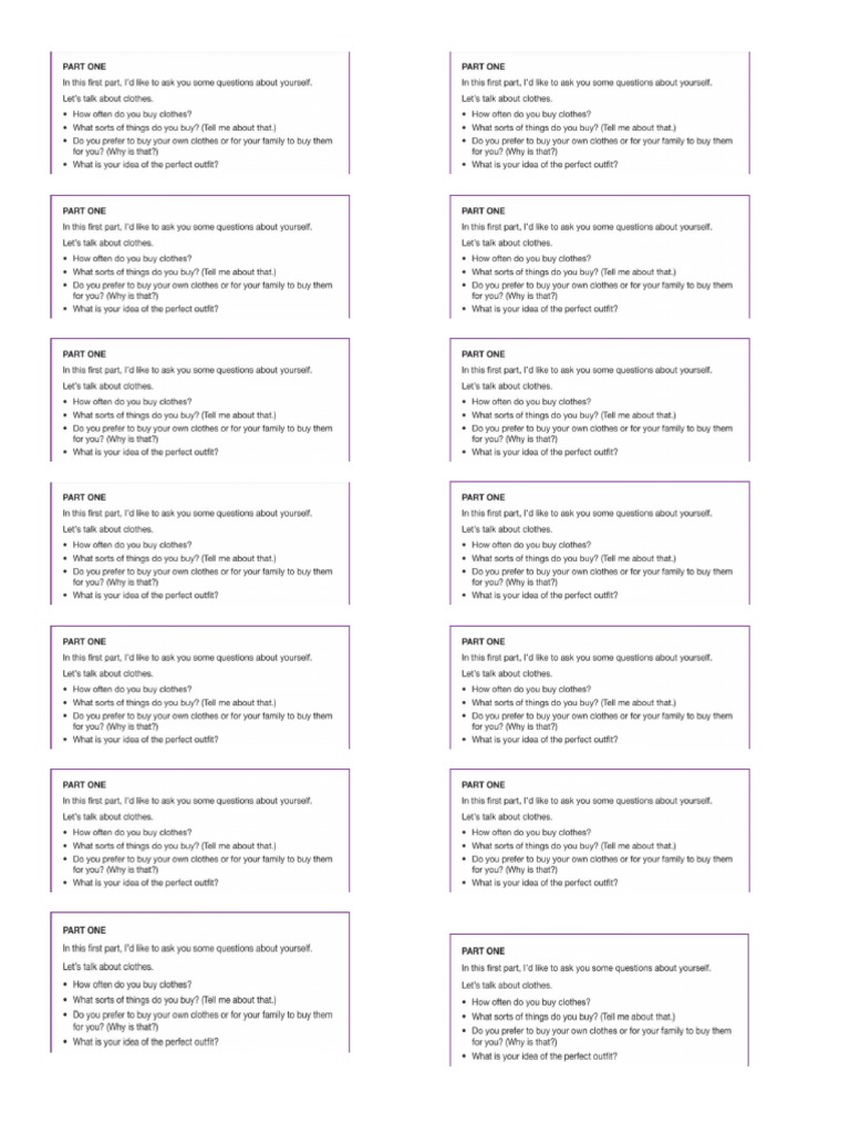 Fashion Speaking Card | PDF