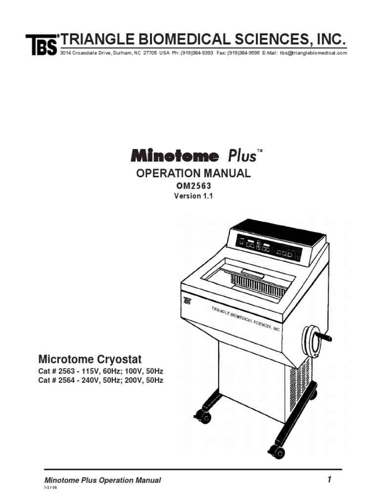 Cryostat Operations Manual - Minotome Plus - OM2563 | PDF | Knife | Blade