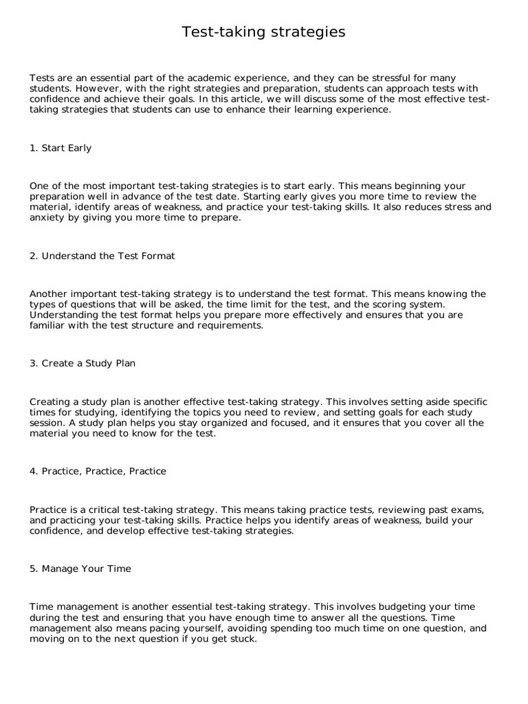Test-Taking Strategies | PDF | Psychology | Cognition