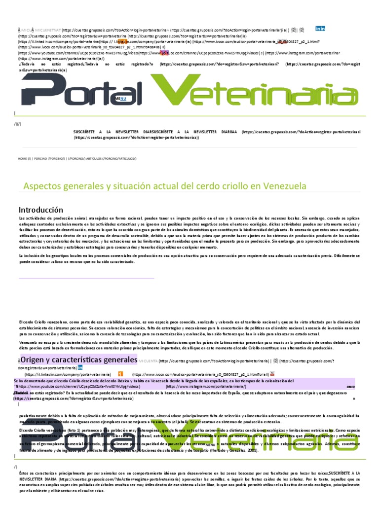 Cerdo Criollo en Venezuela: Valor y Conservación | PDF | Venezuela | Cerdo