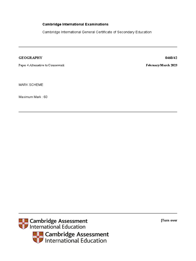 Geography 0460 Paper 4 MS | PDF