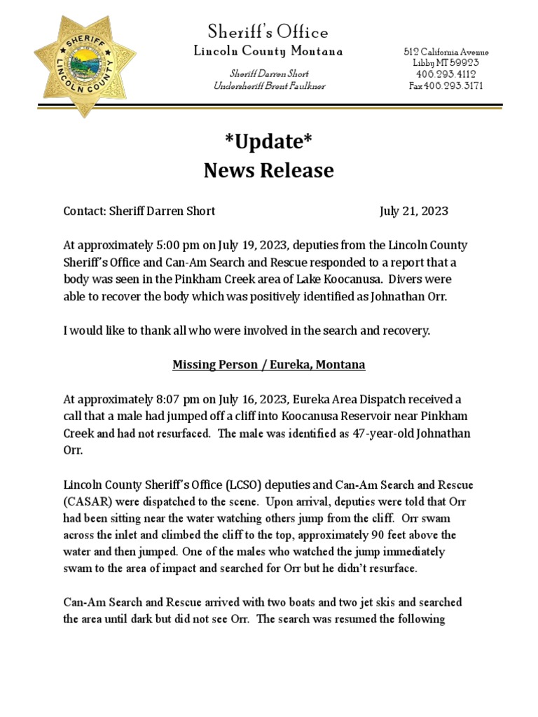 Press Release 07-19-2023 Orr Update | PDF Press Release 07-19-2023 Orr Update | PDF