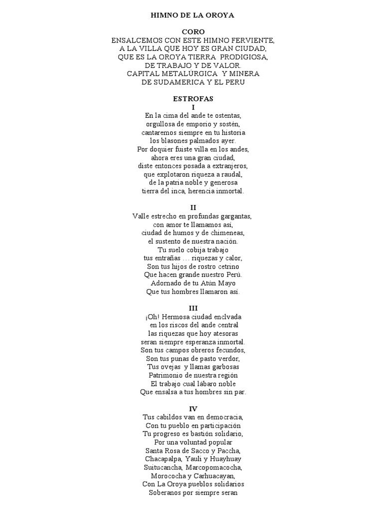 Himno de La Oroya | PDF