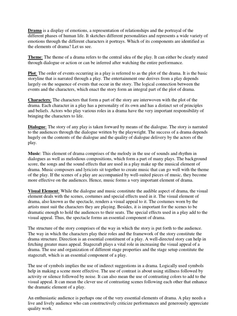 Drama Is A Display of Emotions | PDF | Play (Theatre) | Plot (Narrative)