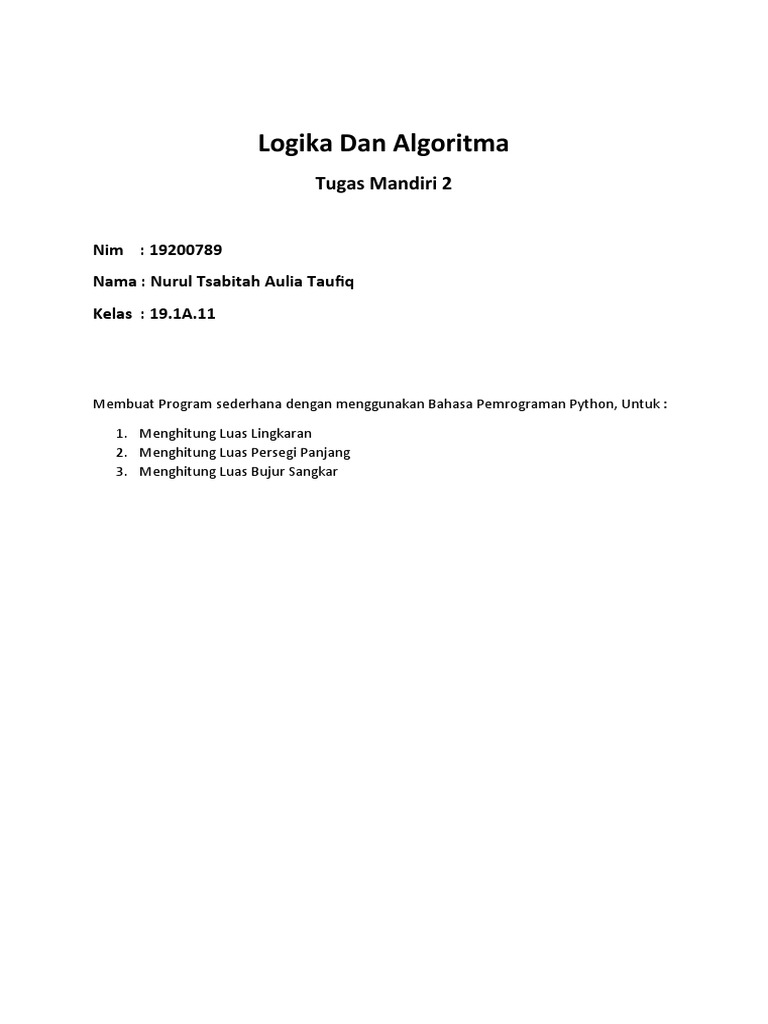 Program Python Menghitung Luas | PDF