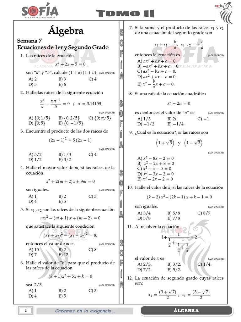 Algebra Ii | PDF | Ecuaciones | Matemática Elemental