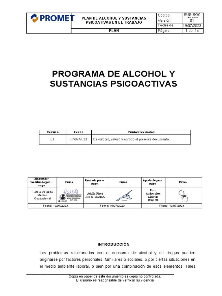 Programa de Alcohol Sustancias Psicoactivas | PDF | Drogas | La dependencia de sustancias