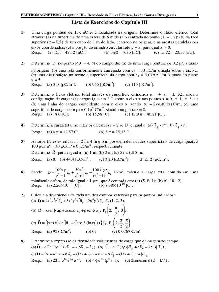 Lista de Exercícios-Cap3 | PDF | Física Teórica | Física