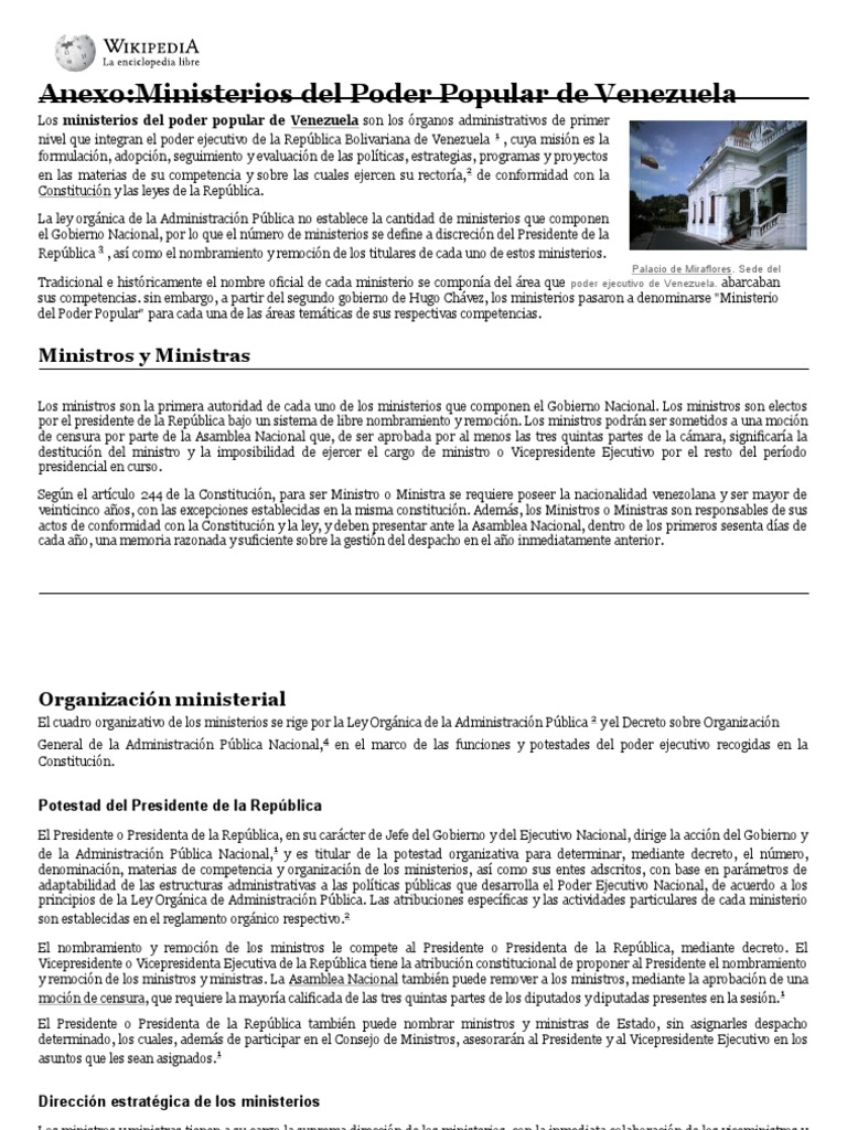 Ministerios Del Poder Popular de Venezuela | Descargar gratis PDF ...