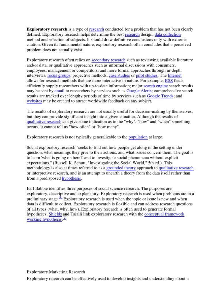 Exploratory Marketing Research Methods for Problem Insights | PDF ...