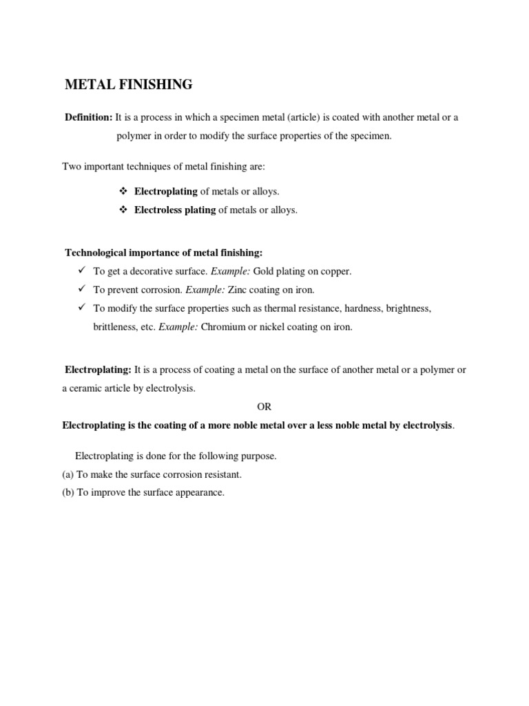 Electroplating and Electroless Plating (Dr. Aravinda) | PDF | Metals | Materials