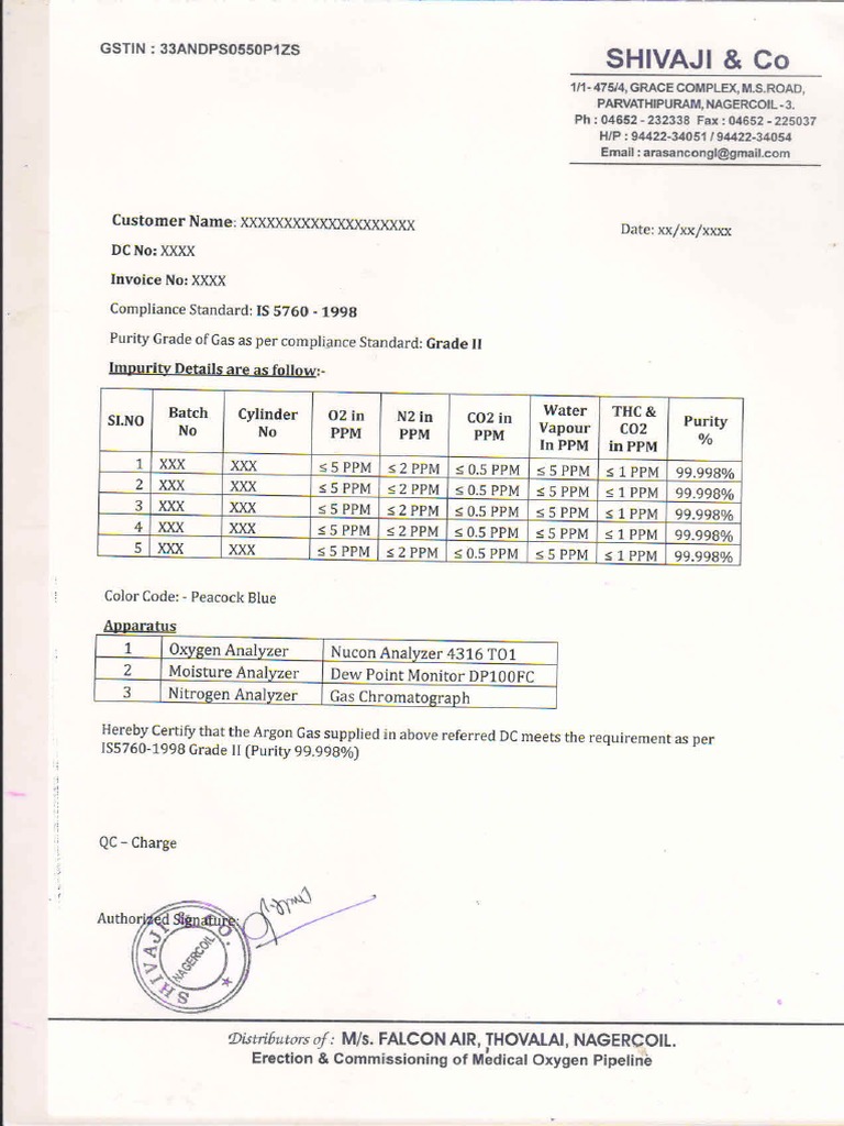Sample Test Certificate | PDF