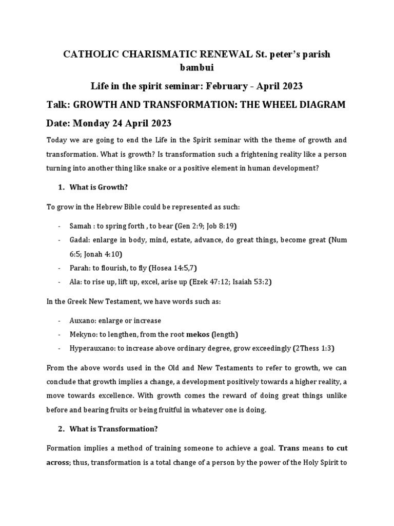 Growth and Transformation | PDF | Prayer | Theology