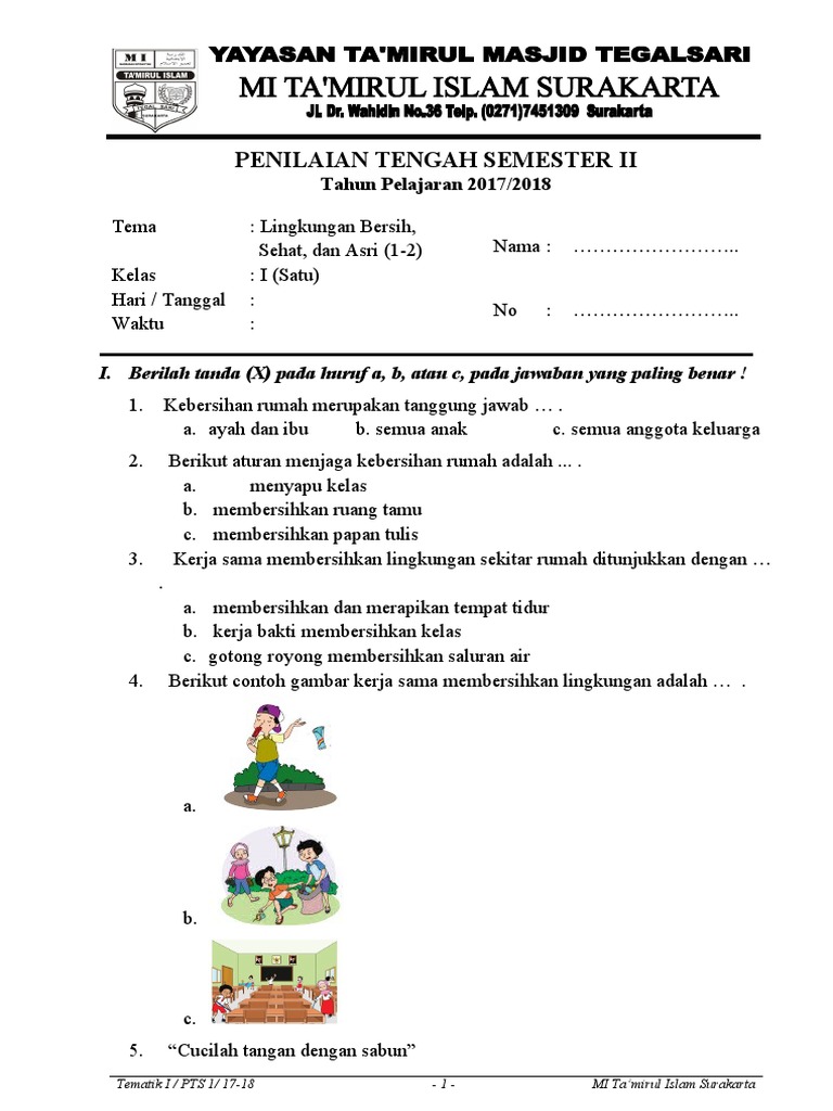 Pts Kelas 1 Tema 6 Sub Tema 1-2 17 18 | PDF | Seni
