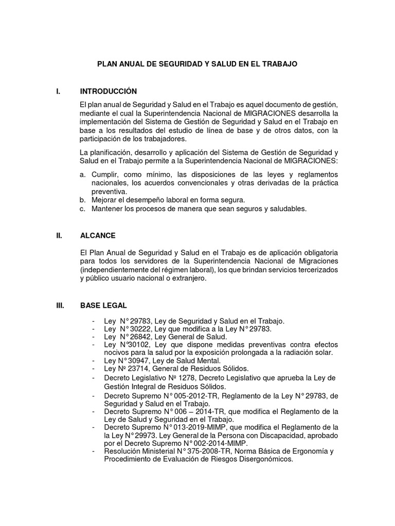 Plan Anual de Seguridad y Salud en El Trabajo 2021 | PDF | Seguridad y salud ocupacional | Riesgo