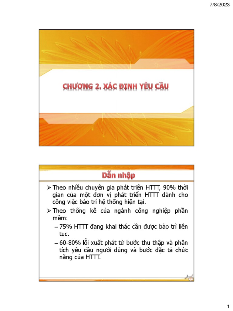 PTTK HDT - Chuong 2 - Xac Dinh Yeu Cau | PDF
