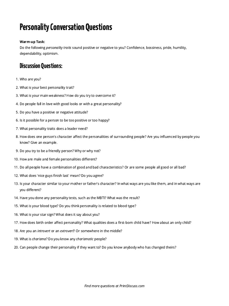 Personality Questions | PDF | Career & Growth