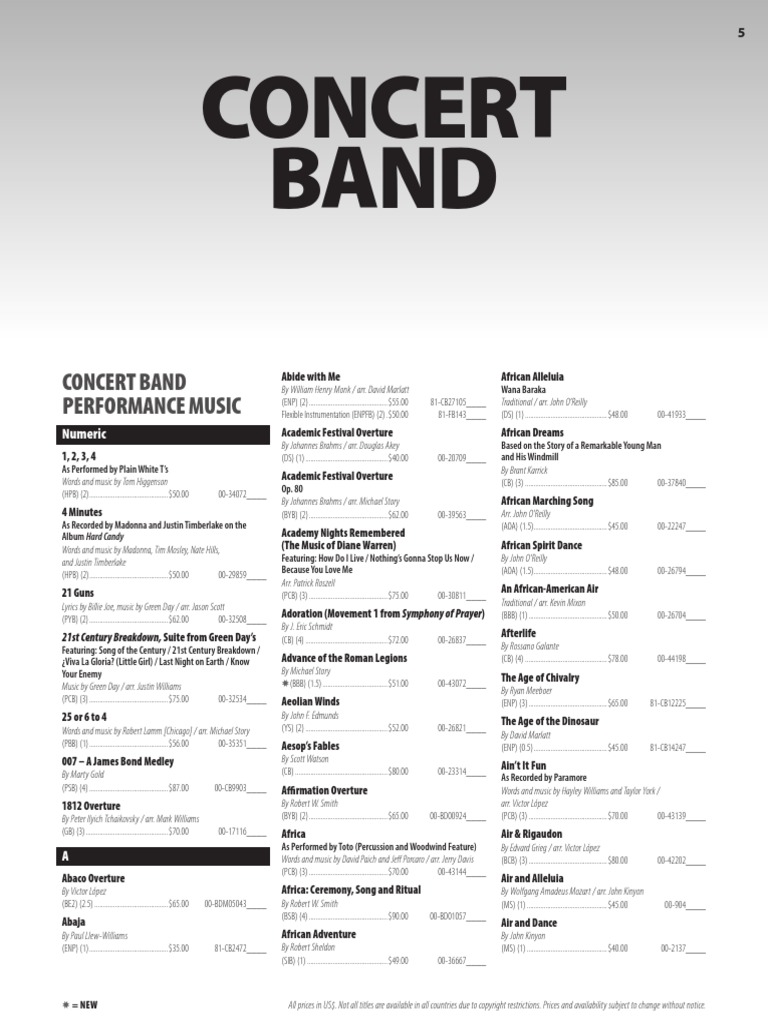 Concert Band Performance Music | PDF