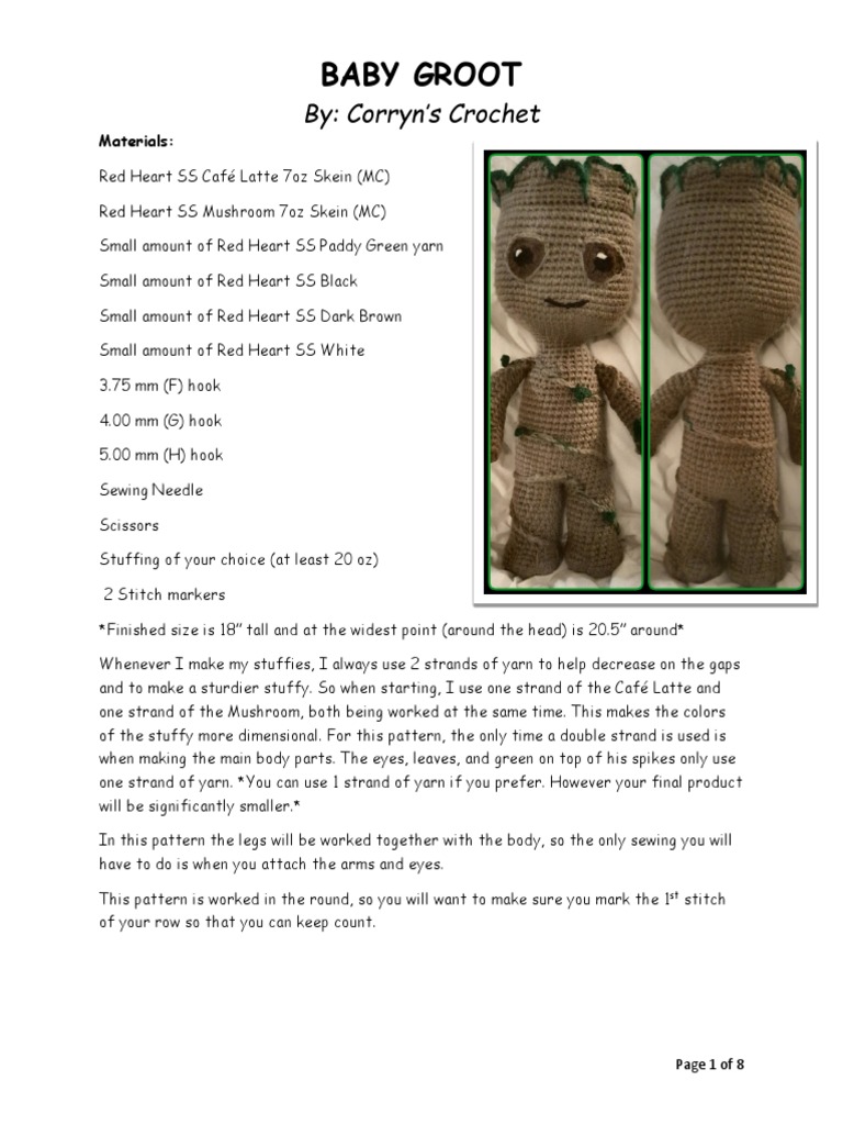 Baby Groot Stuffy | PDF | Crochet | Yarn