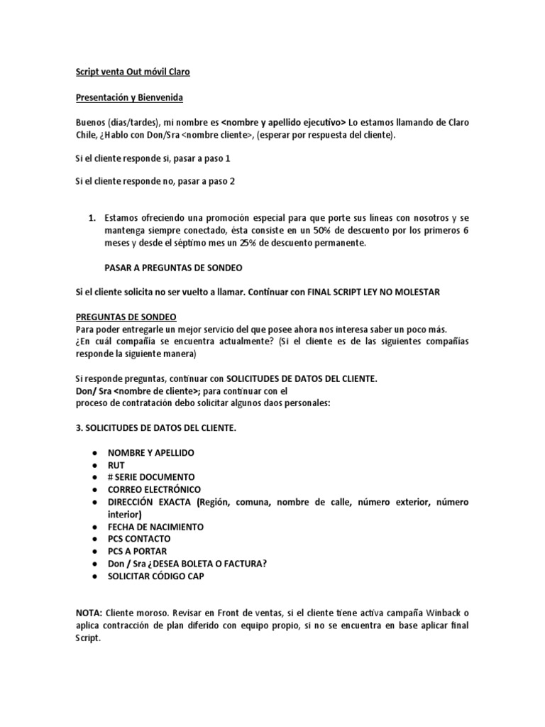 Script de Ventas Mayo 2023 | PDF