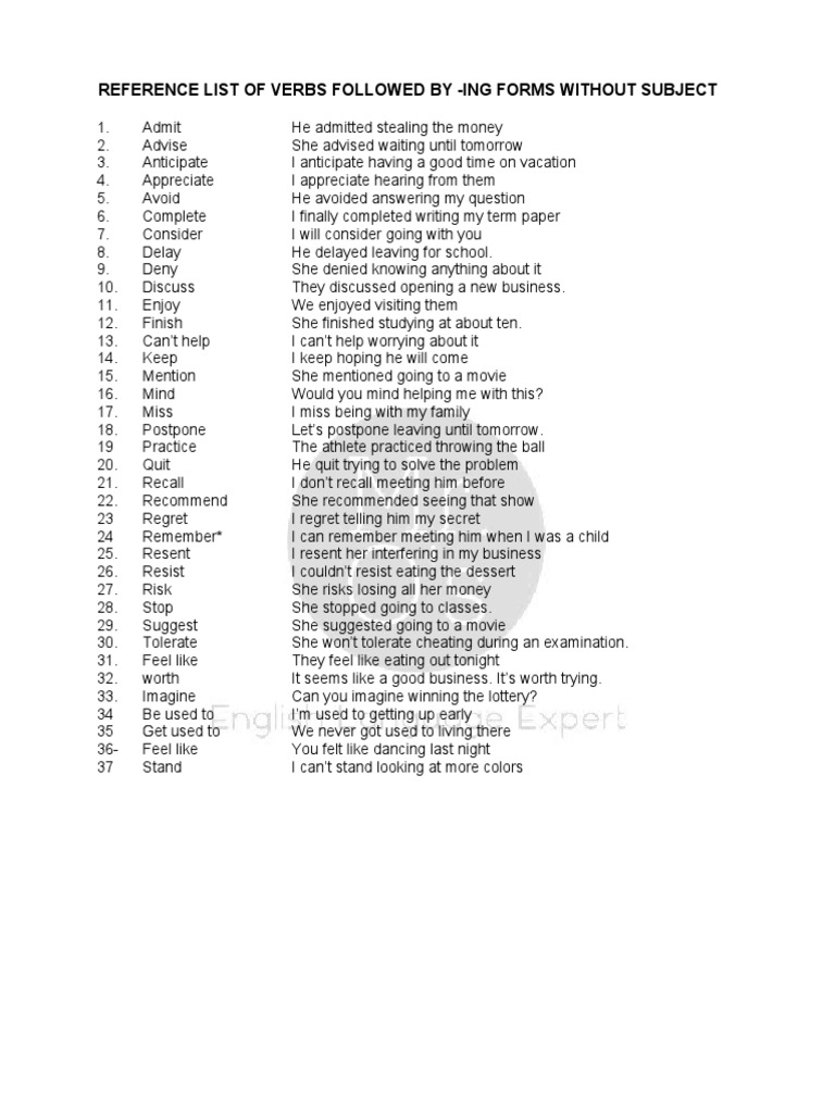 Special Verb Reference List | PDF