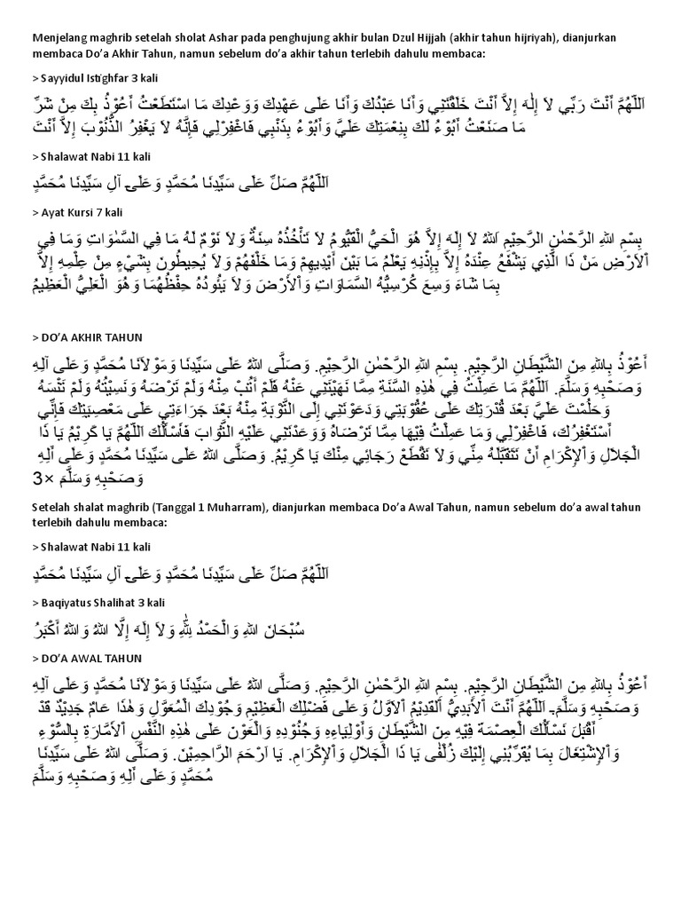Menjelang Maghrib Setelah Sholat Ashar Pada Penghujung Akhir Bulan Dzul Hijjah | PDF