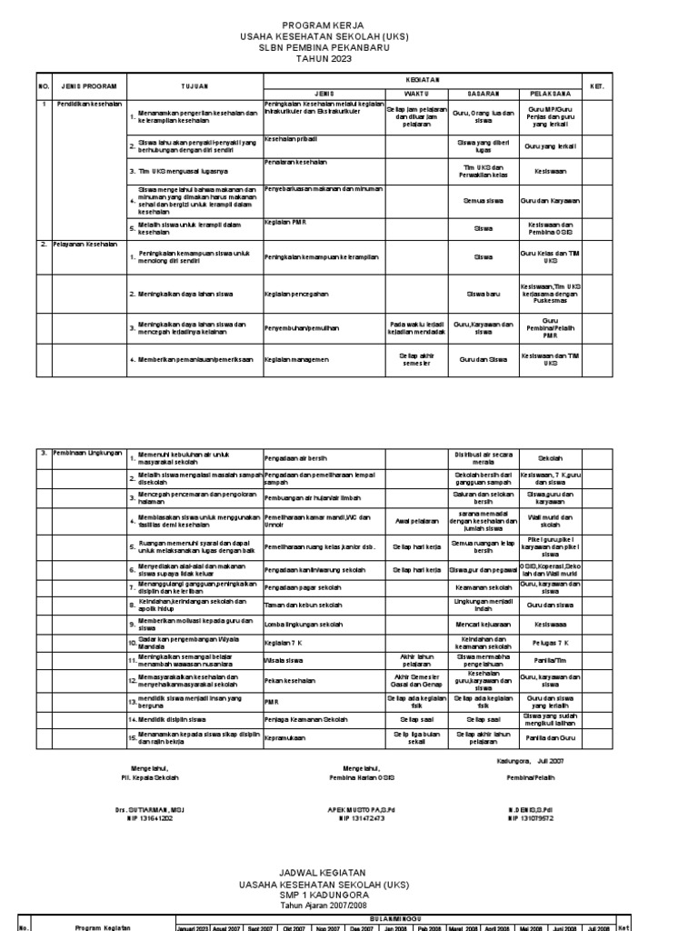 Program UKS SLBN Pembina 2023 | PDF