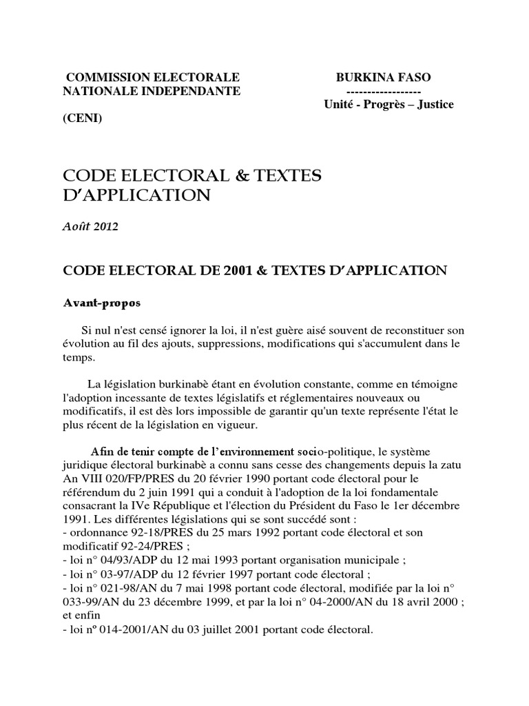 Code Electoral | PDF | Élections | Vote