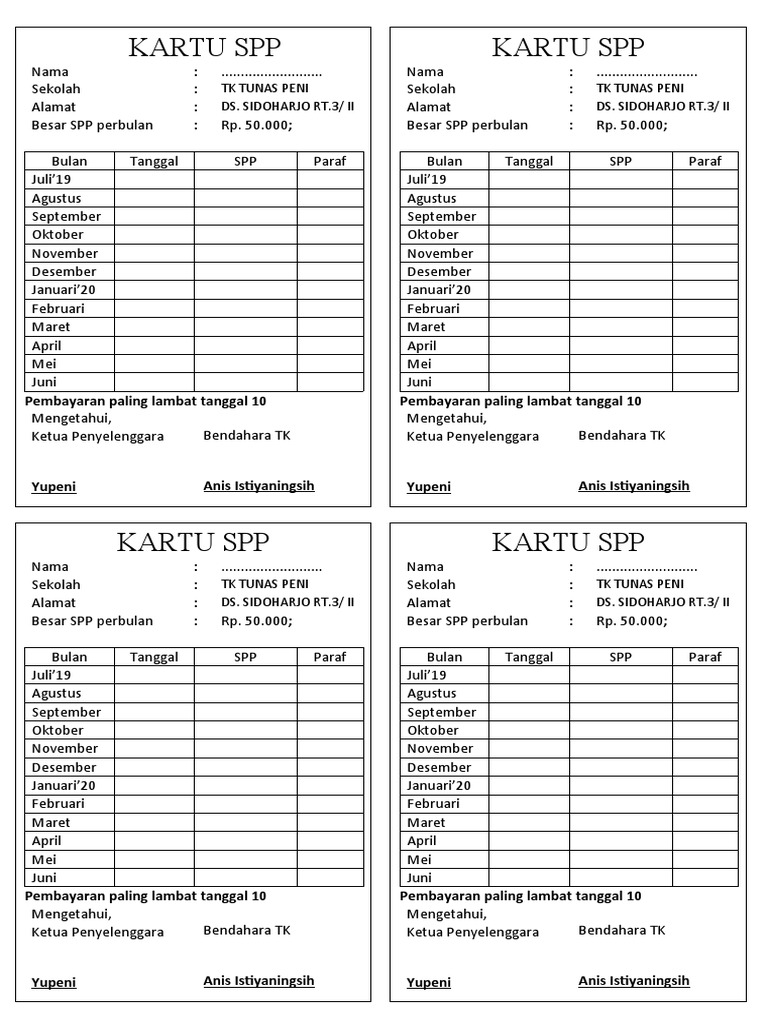 Kartu SPP | PDF