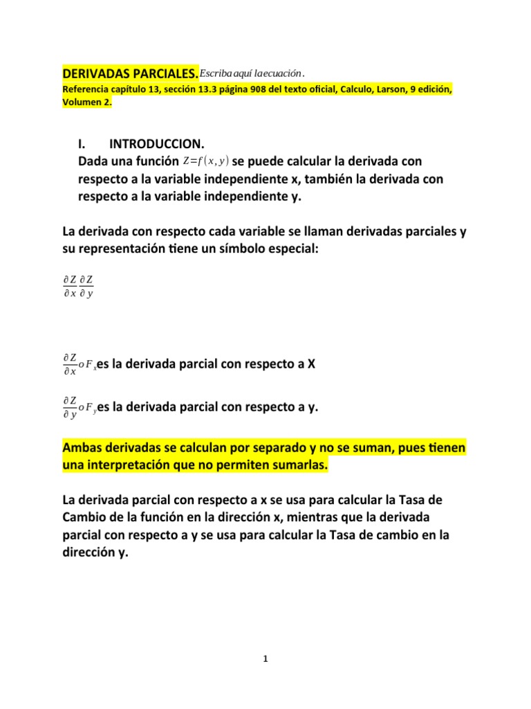 Derivadas Parciales | PDF | Derivado | Variable (Matemáticas)