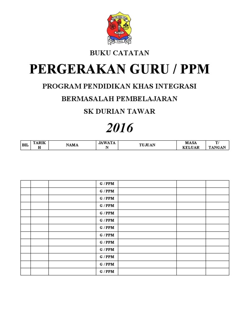 307536241 Buku Catatan Pergerakan Guru Ppm | PDF