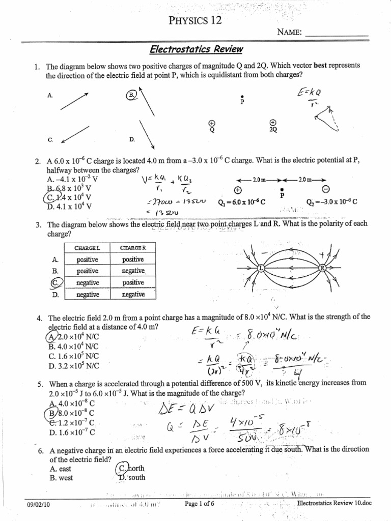 Electrostatics Review 10 Solutions | PDF