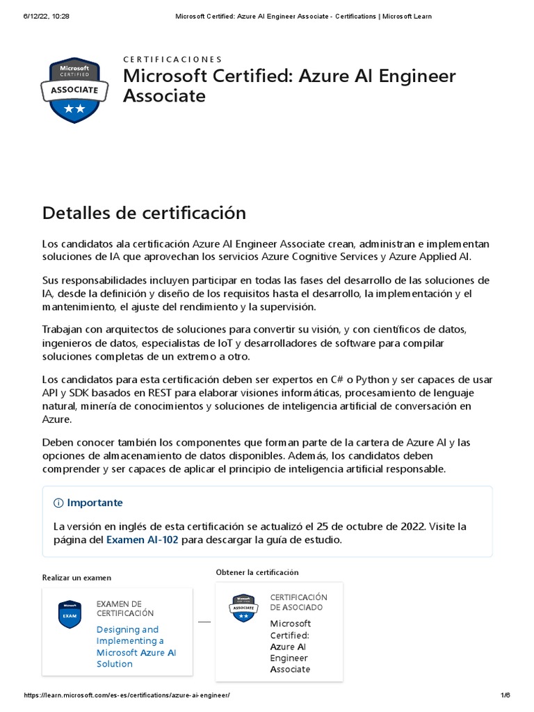 Microsoft Certified - Azure AI Engineer Associate - Certifications ...
