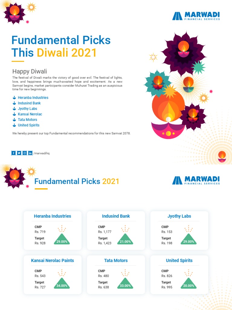 Marwadi Diwali Picks 2021 (Samvat 2078) | PDF | Stocks | Banks