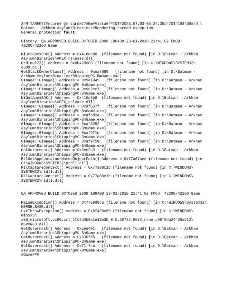 UE3 Auto Report Dump | PDF | Computing Platforms | Computer Architecture