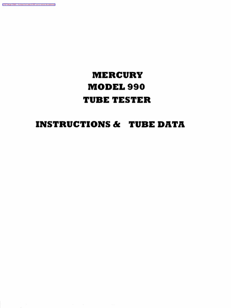 Mercury 990 Tube Tester Tube Charts 1968 SM | PDF