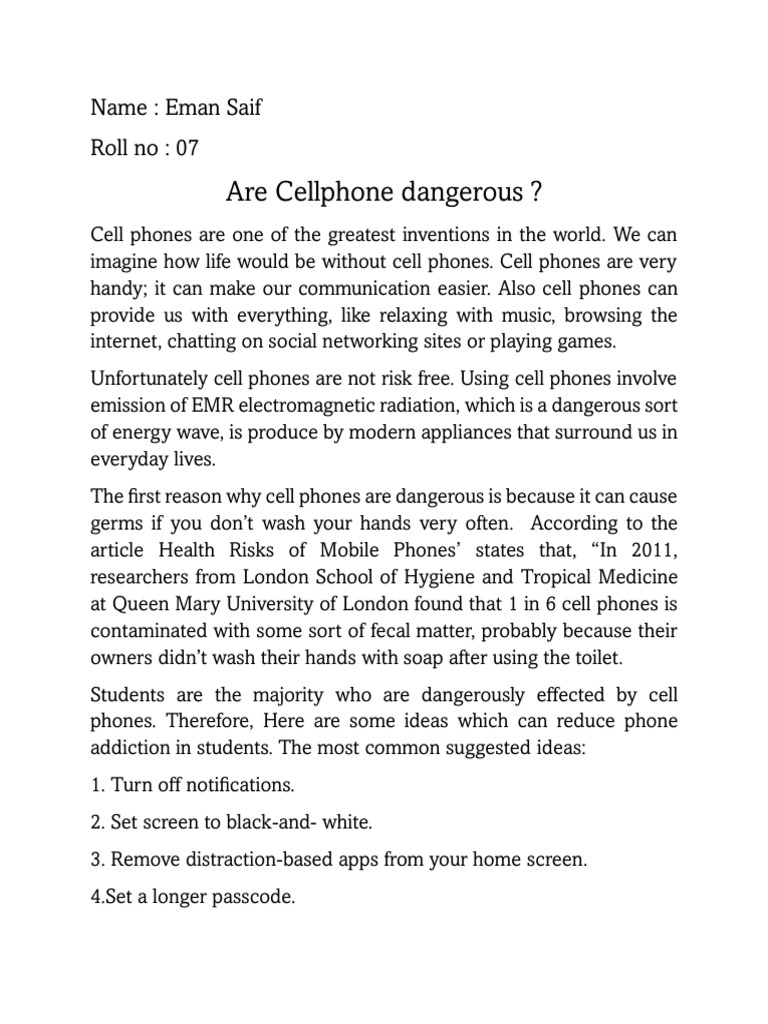 Are Cellphone Dangerous | PDF | Social Science | Self-Improvement