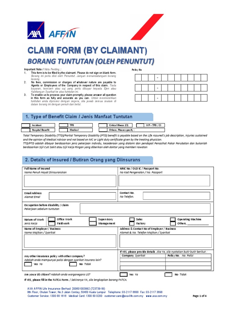 Medical Claim Form by Claimant | PDF