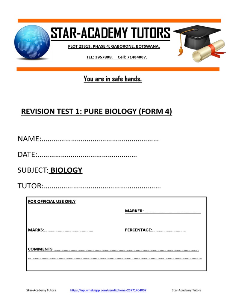 Biology (Form 4) - Test 1 (2019) | PDF | Photosynthesis | Digestion
