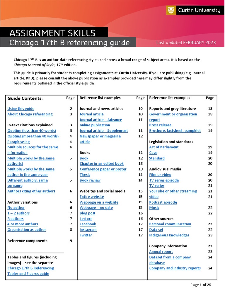 Chicago 17th B Referencing Guide | PDF | Citation | Digital Object ...