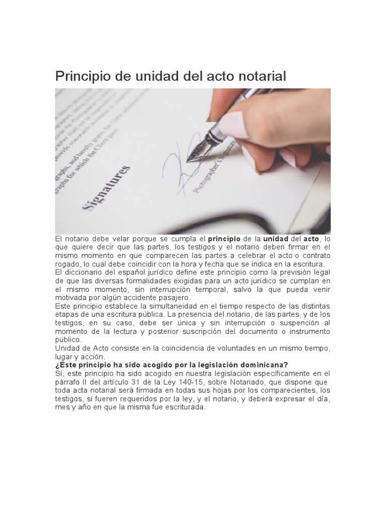 Principio de Unidad Del Acto Notarial | Descargar gratis PDF | Justicia | Crimen y violencia