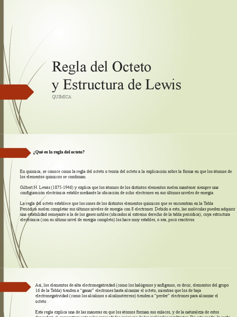 Regla Del Octeto y Estructura de Lewis | PDF | Fases de la materia ...