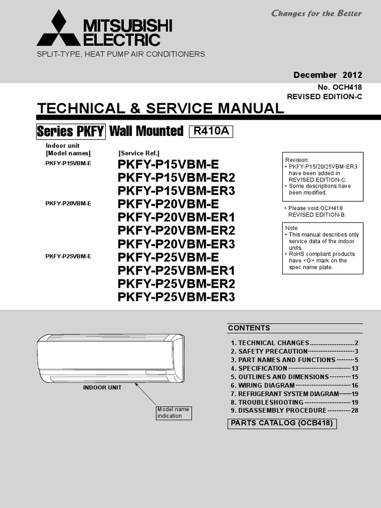 Mitsubishi Electric PKFY-P VBM-E Service Manual Eng | PDF | Timer | Air ...