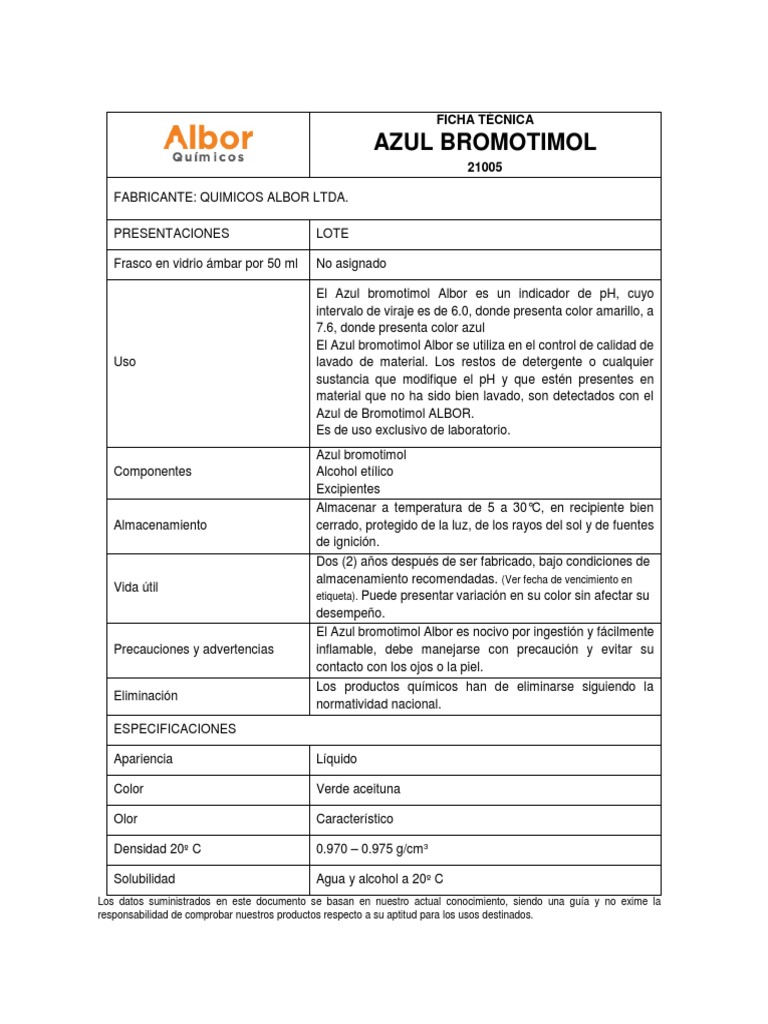 FT Azul Bromotimol 2017 | PDF | Color | Química
