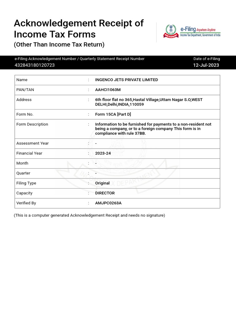 Form 15CA - ARN-1 | PDF | Law