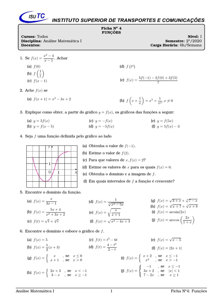 Ficha Exercicios Nº4 Funcoes | PDF | Função (Matemática) | Lógica difusa