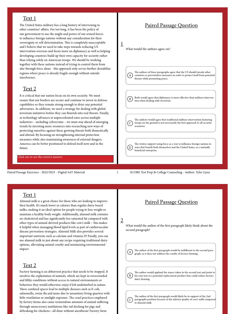 Paired Passages Questions (Set 4) | PDF | Politics | Social Science